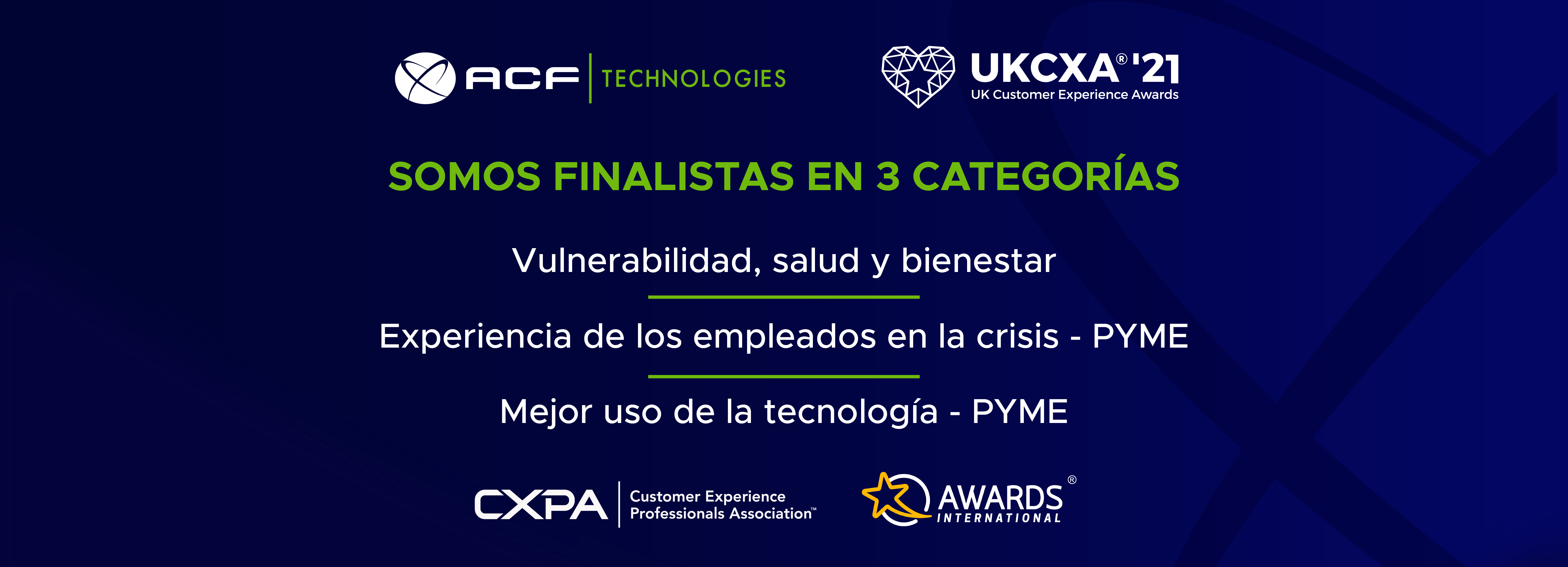 ACF Technologies seleccionada como multi-finalista para UKCXA '21